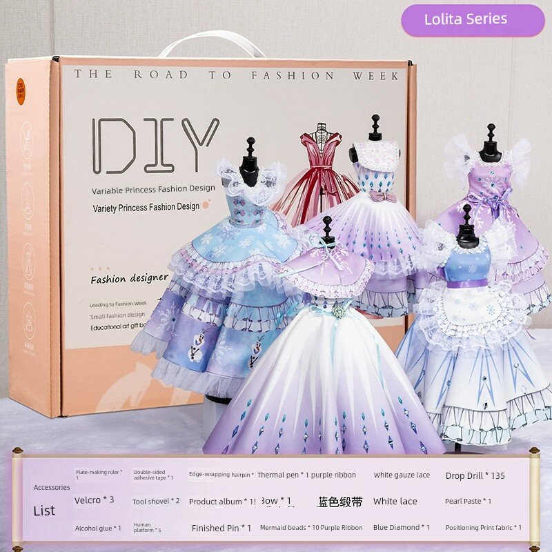 Набор для рукоделия DIY: Костюм в стиле 'Лолита' с темой 'Снег' для 12 девочек