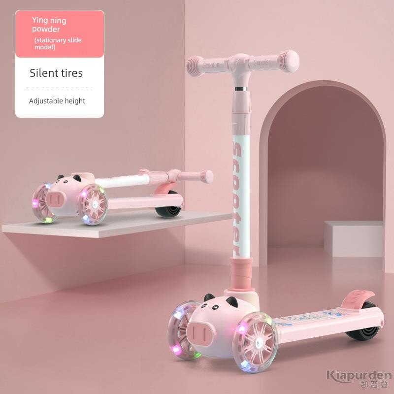 Детский самокат Cherry Blossom Pink с светящимися колесами, 3-в-1 дизайн для детей 1-12 лет