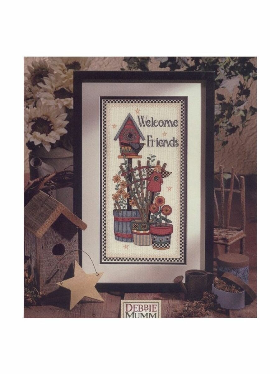 Набор для вышивки Amishop "Добро пожаловать в Сад", 14CT Aida, 100x198 ст, 22 цветов, 19x36 см, для дома и подарков
