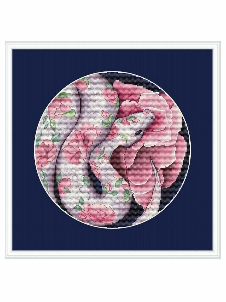 Набор для вышивки крестом Amishop "Розы и змеи", 18 CT, 30 цветов, 129x129 ст, 18x18 см