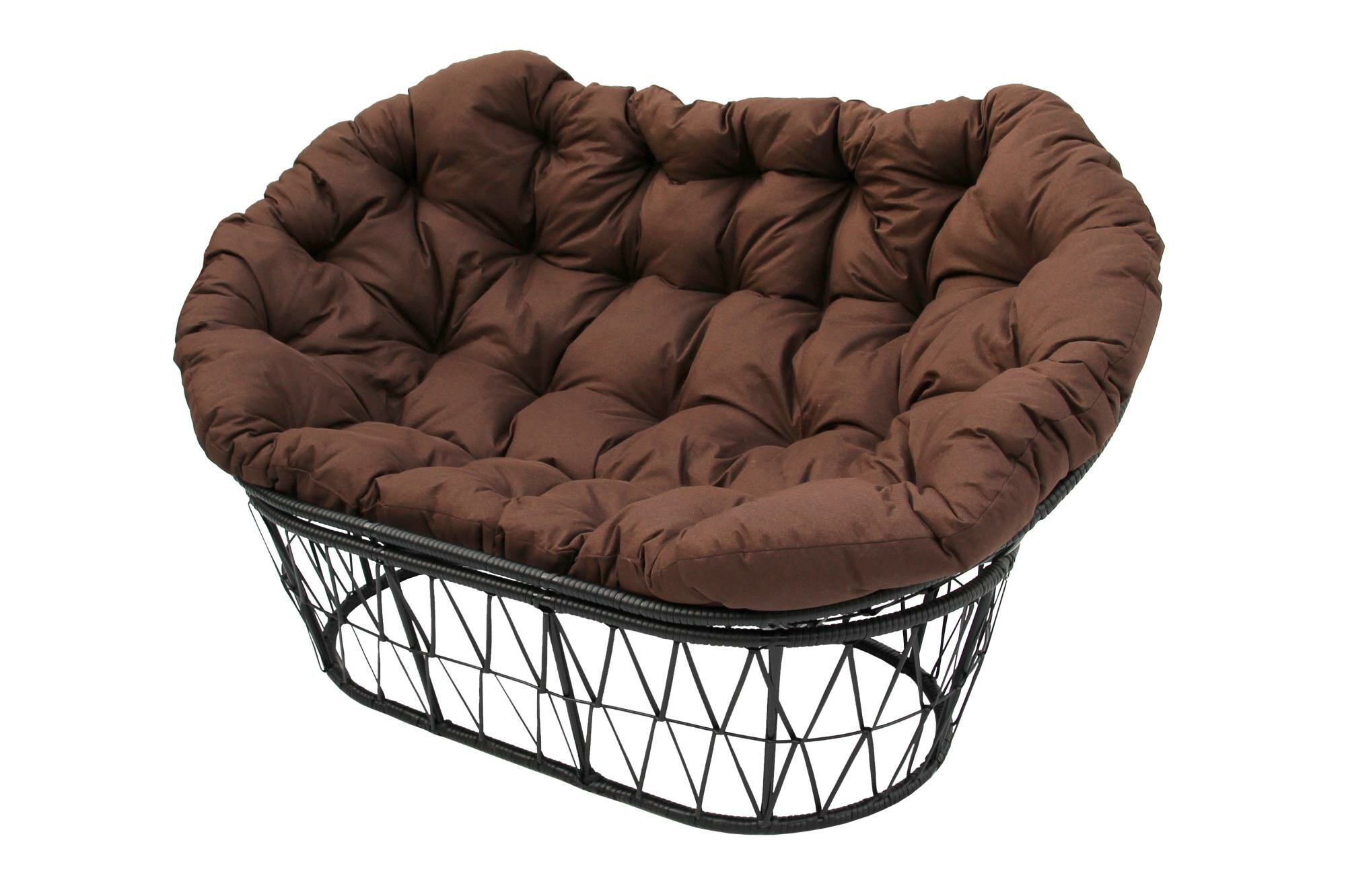 Диван Мамасан арт. D7034-MT ротанг искусственный 1 уп (диван черный+ подушка коричневая+подставка) (В) "Garden story"