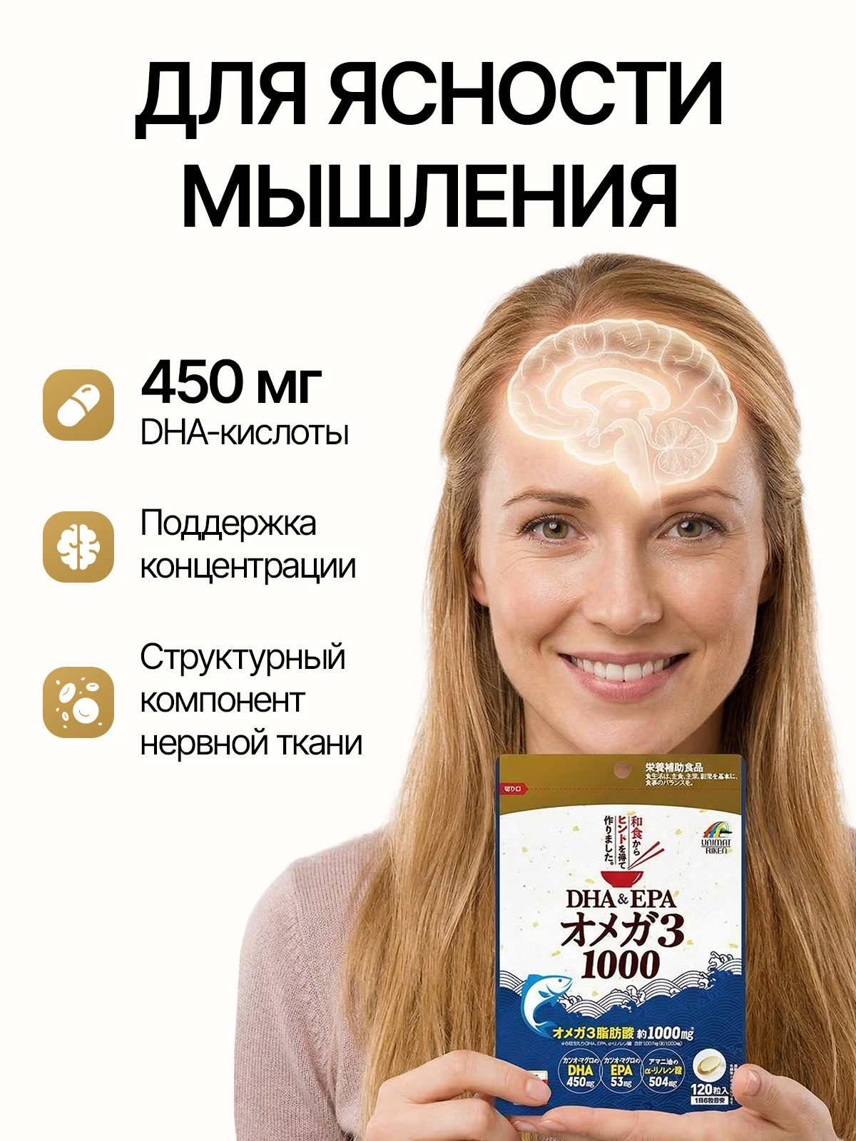 Unimat Riken Омега-3 рыбий жир 1000 мг 120 капсул на 20 дней — фото 1