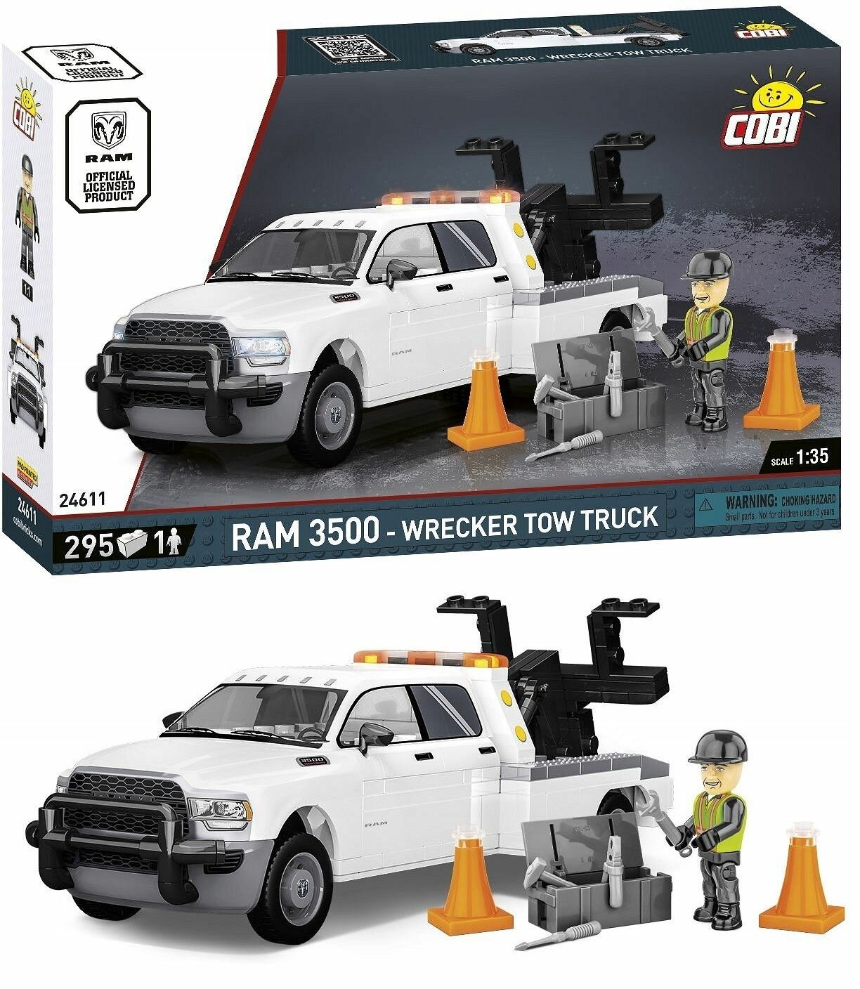 Конструктор Cobi Action Town - Автомобильный эвакуатор RAM 3500 + аксессуары, 295 эл.- 24611
