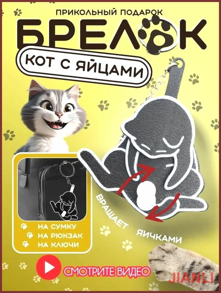 Брелок Кот с яйцами