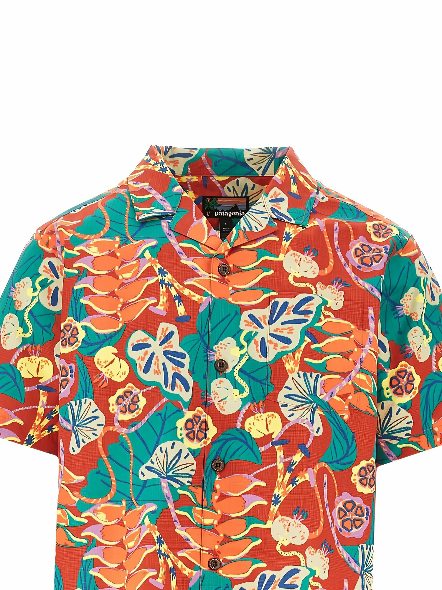 Рубашка patagonia Floral-pattern camp shirt, размер XL, оранжевый — фото 1