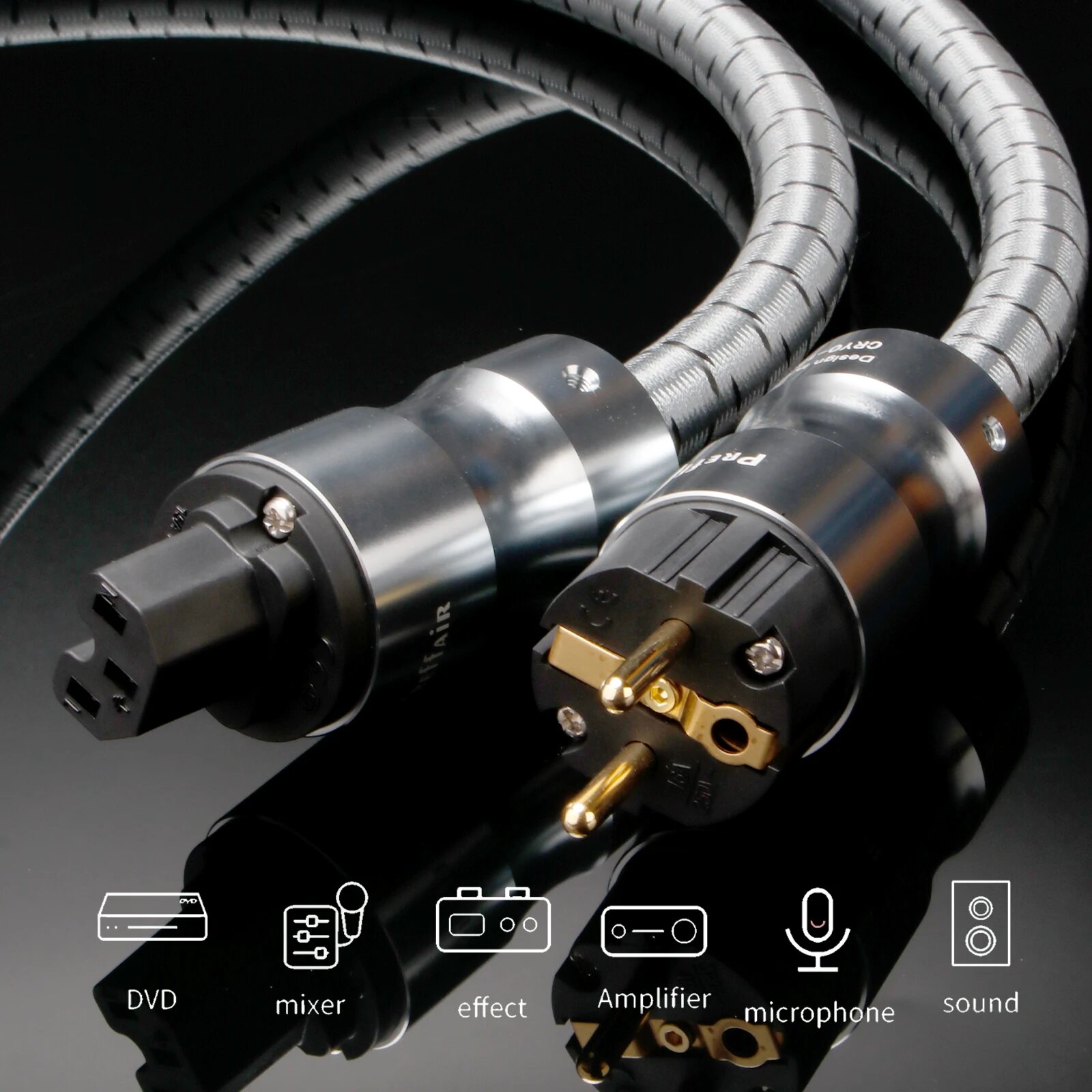 Кабель питания Preffair Hi-Fi EU Schuko US, 1 м, EU Plug