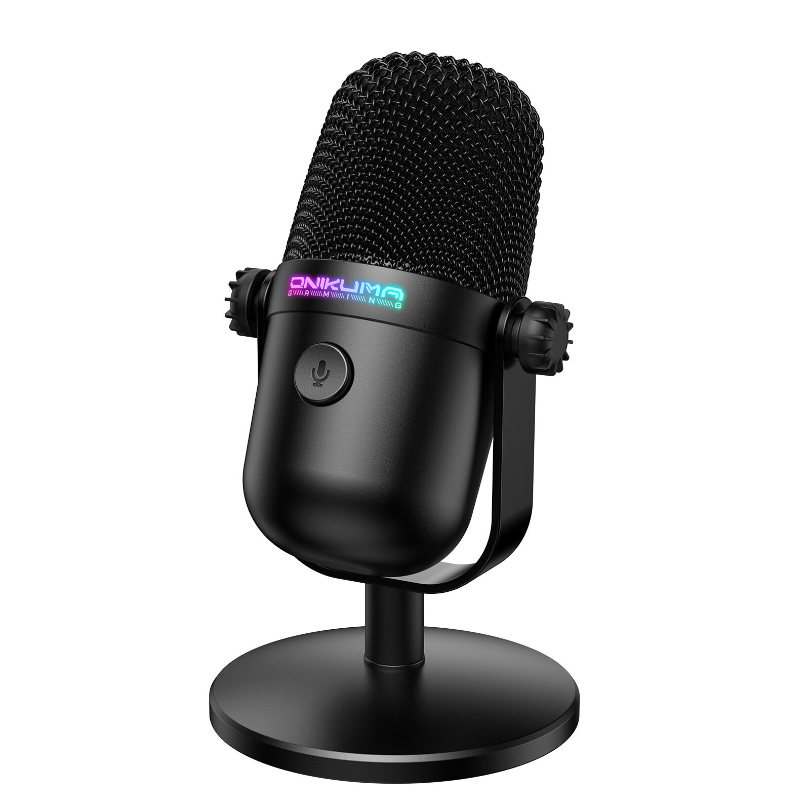 Микрофон конденсаторный ONIKUMA M830 USB Mini с кнопкой отключения звука, шумоподавлением, кардиоидной диаграммойности, RGB подсветкой для геймеров ПК, стриминга, Twitch, онлайн-чата, совместимый с Windows, Mac, Linux, длина кабеля 1.8м, вес 350г/430г,