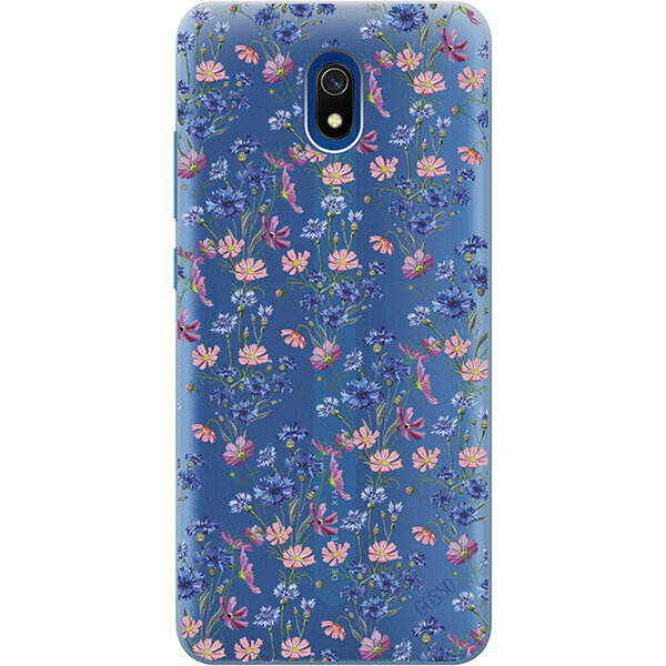 Ультратонкий силиконовый чехол-накладка для Xiaomi Redmi 8A с 3D принтом "Lovely Cornflowers"