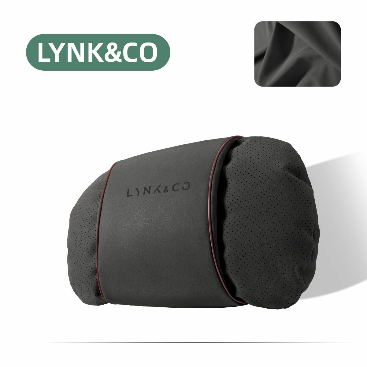 Автомобильная подушка для шеи LYNK&CO — подголовник из замши с логотипом, дышащая, с эластичной лентой для сиденья