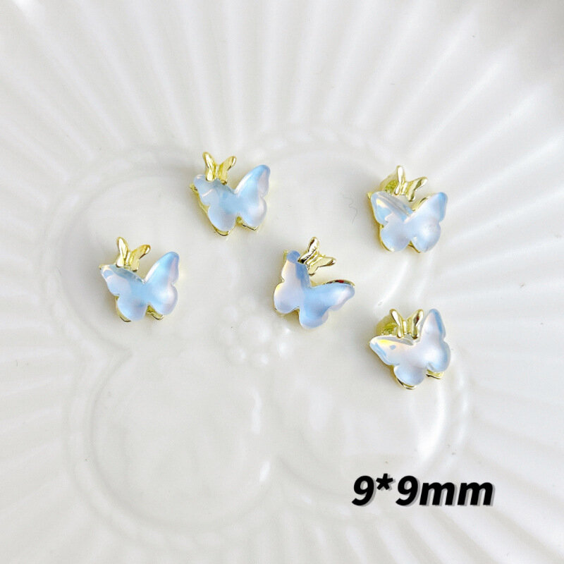 Мини-бабочка "Butterfly Nail Art Jewelry", для украшения ногтей, сине-золотая