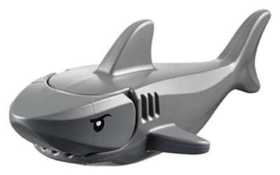 Деталь Lego 14518c04pb01 Shark with Rounded Nose and Debossed Gills with Black Eyes and White Partial Circle Pupils Pattern