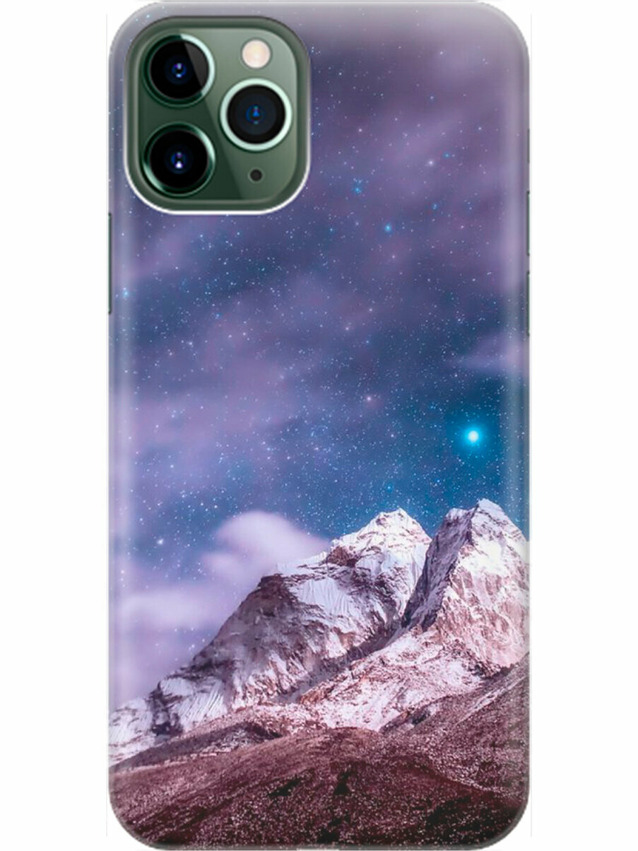Силиконовый чехол на Apple iPhone 11 Pro Max / Эпл Айфон 11 Про Макс с рисунком "Горы и звездное небо"