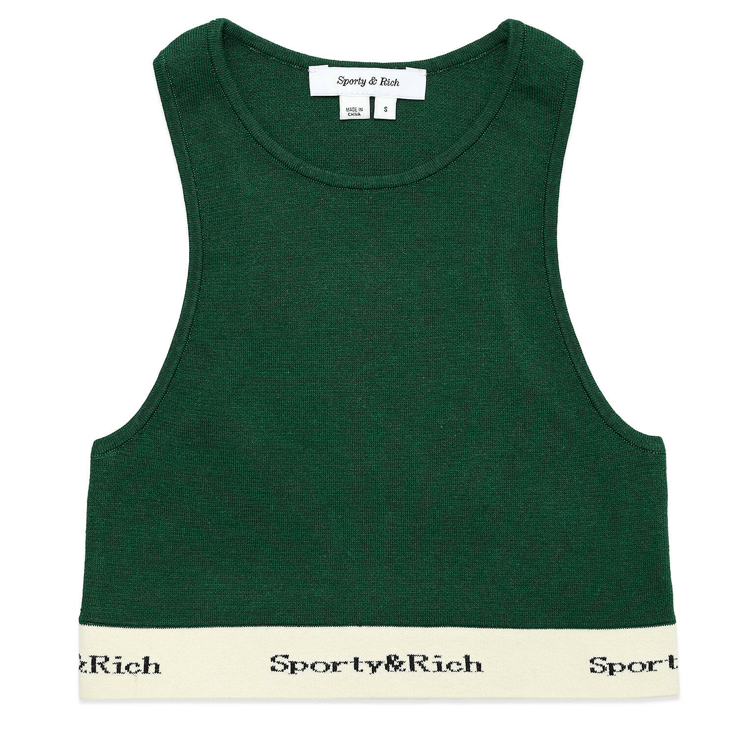 Топ Sporty & Rich Топ Sporty & Rich Serif Logo Ribbed Cropped Tank