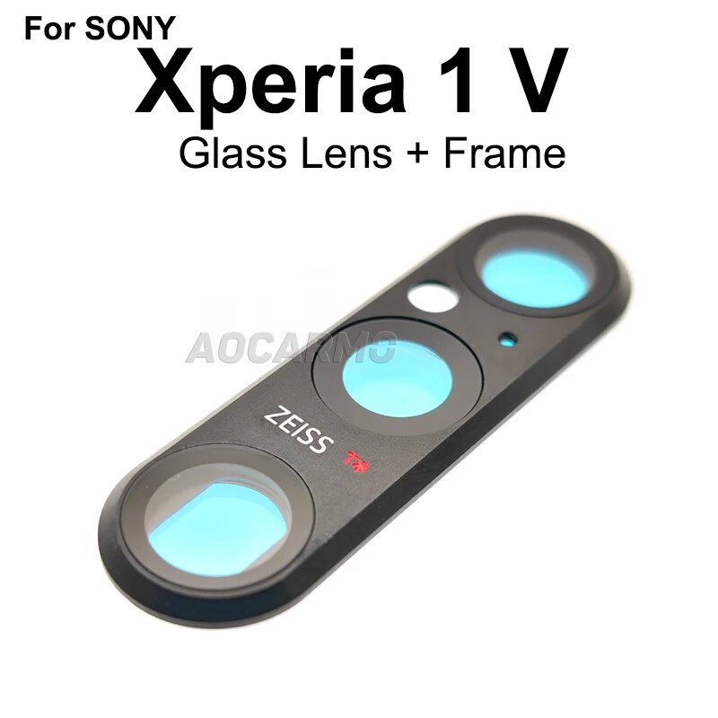 Aocarmo для Sony Xperia 1 V XQ-DQ72 DQ44 SO-51D, стекло объектива задней камеры с кольцевой рамкой, запасная часть