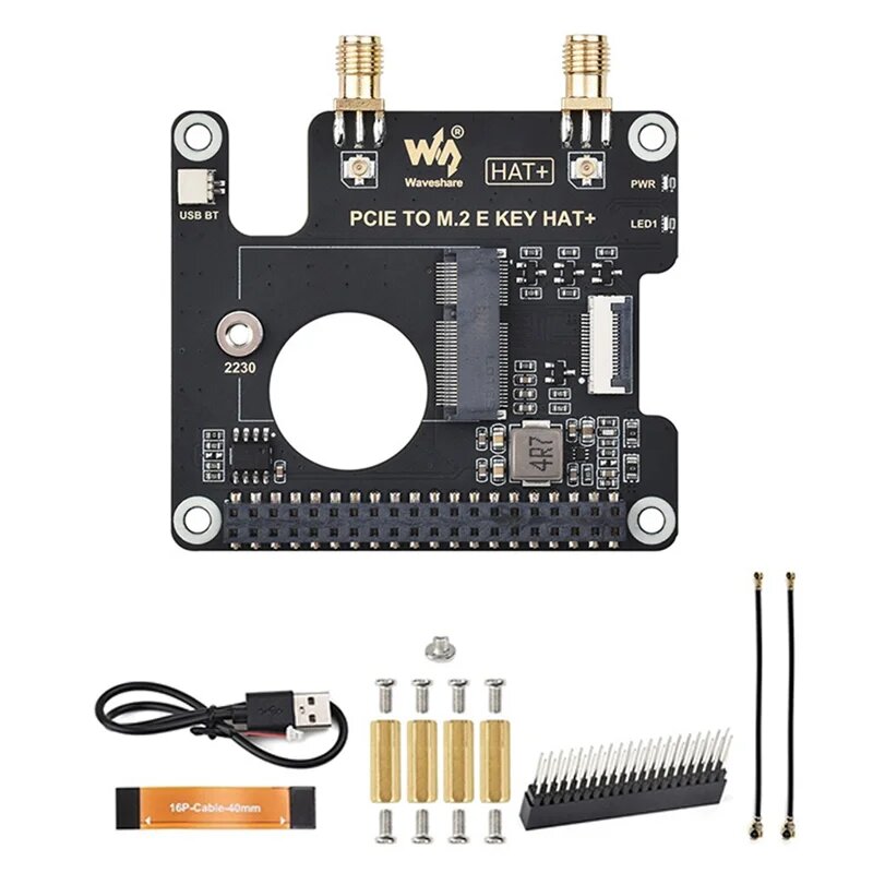 Waveshare Адаптер PCIe к M.2 E KEY HAT+ для Raspberry Pi 5 — фото 1