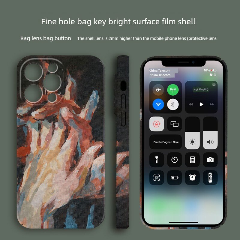 IPhone 16 Pro Max Фильм-чехол с точными отверстиями - глянцевая поверхность, полностью закрывает кнопки