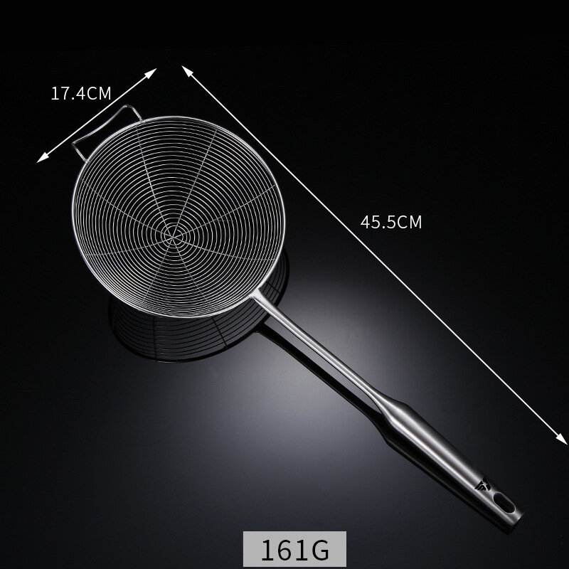 Скиммер из нержавеющей стали 304 с шлифованной длинной ручкой, усиленный и утолщенный, подходит для приготовления блюд в горячей кастрюле, жарки и извлечения лапши.