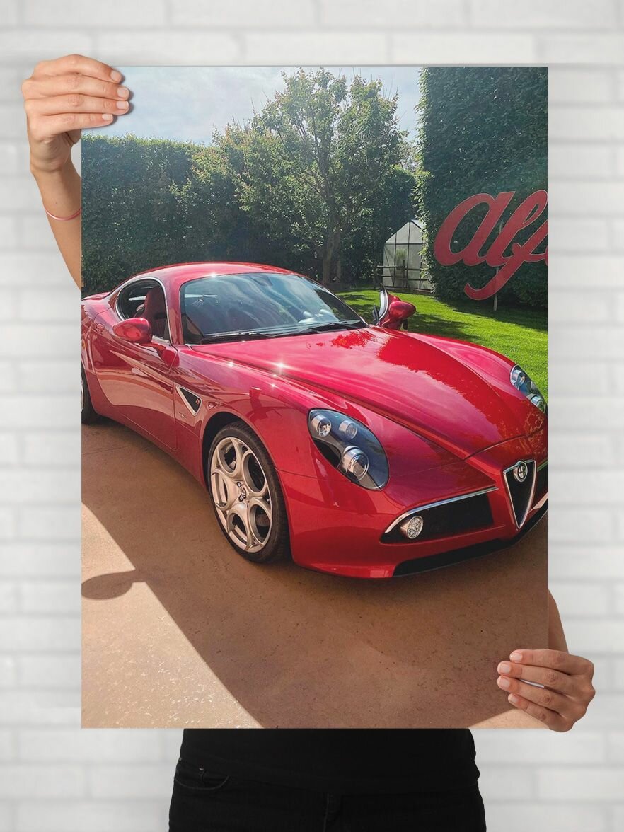 Плакат на стену для интерьера Легенды Авто (Альфа Ромео 8C Компетиционе - Alfa Romeo 8C Competizione 1) - Постер по машине формата A1 (61x84 см)