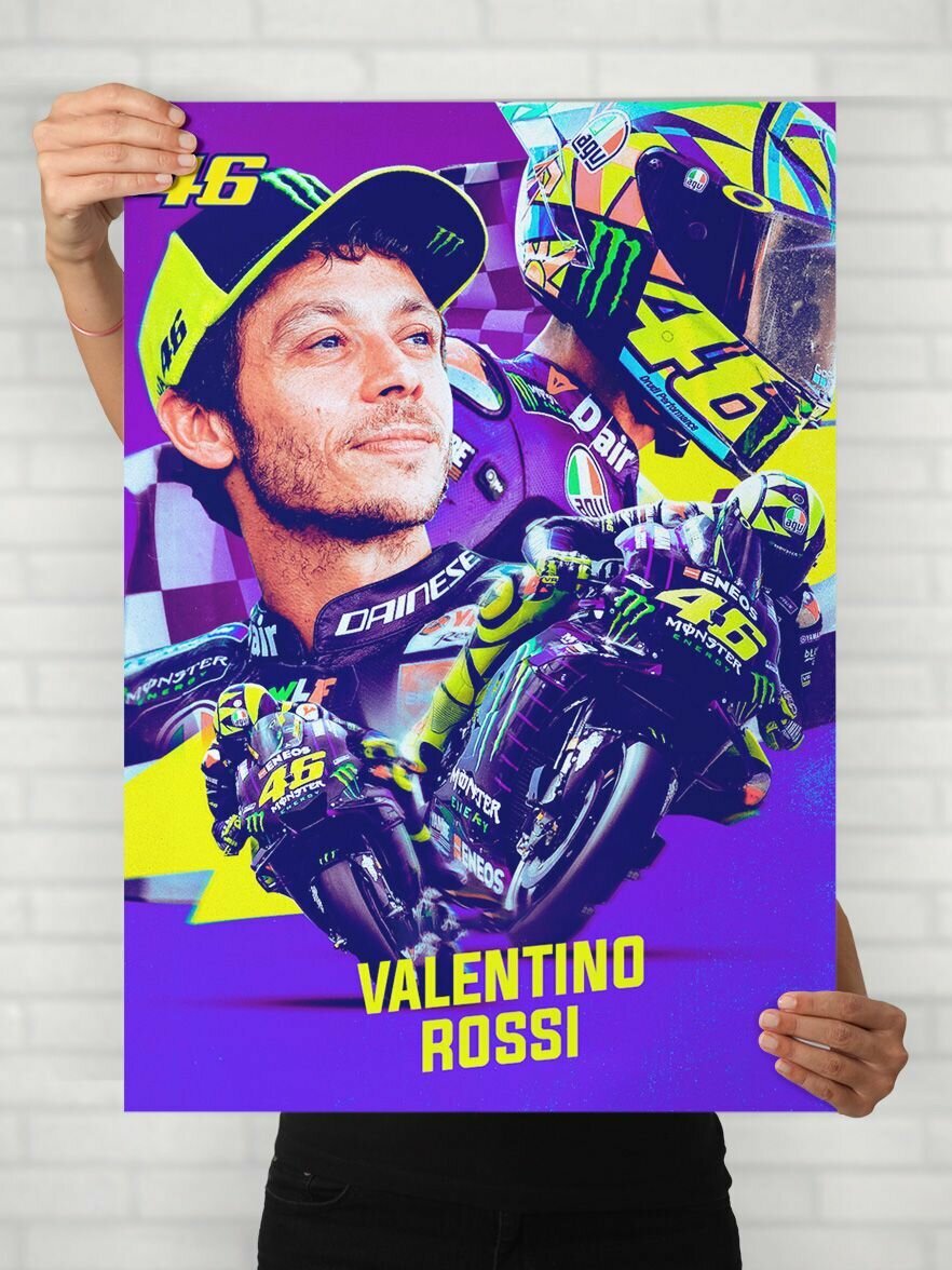 Плакат на стену для интерьера Звёзды Автоспорта - Stars of Motorsport (Валентино Росси - Valentino Rossi 3) - Постер по гонщику формата A2 (42x61 см)