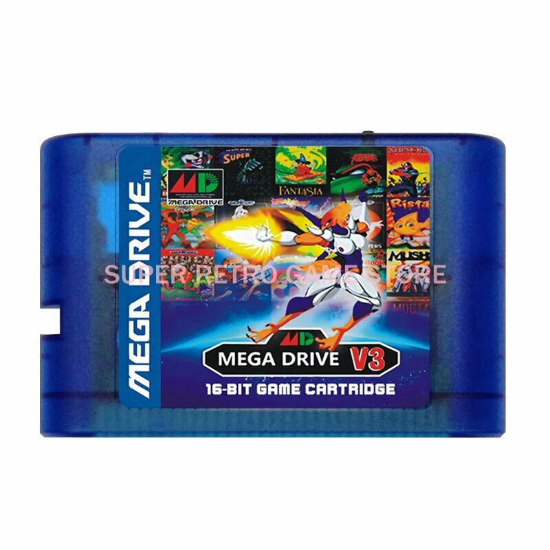 Игровой картридж Mega Drive V3 3000 в 1 (Blue)