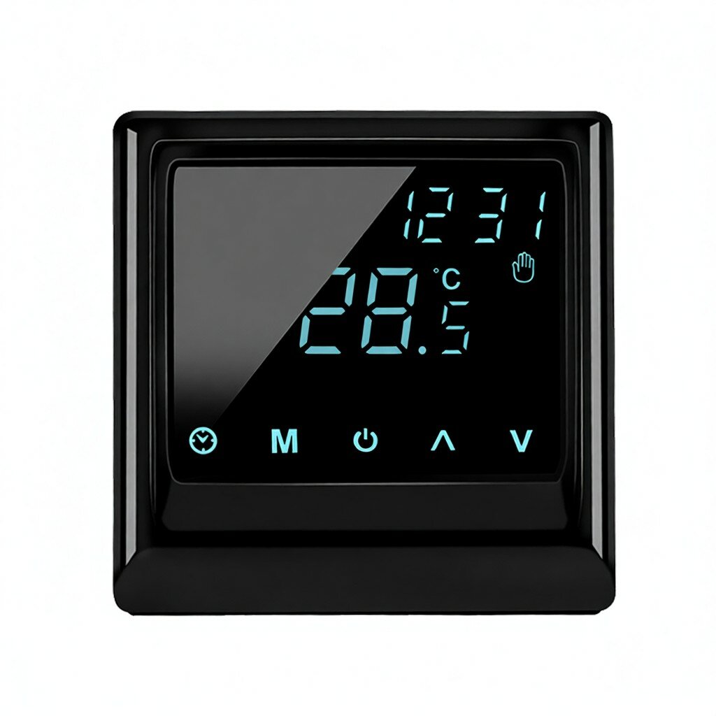 Термостат умный Wi-Fi 16A с цифровым контроллером температуры, дистанционным управлением через приложение Smart Life, еженедельным циклическим программированием, большим сенсорным экраном LED для подполового обогрева в доме, школе, офисе, отеле, черный