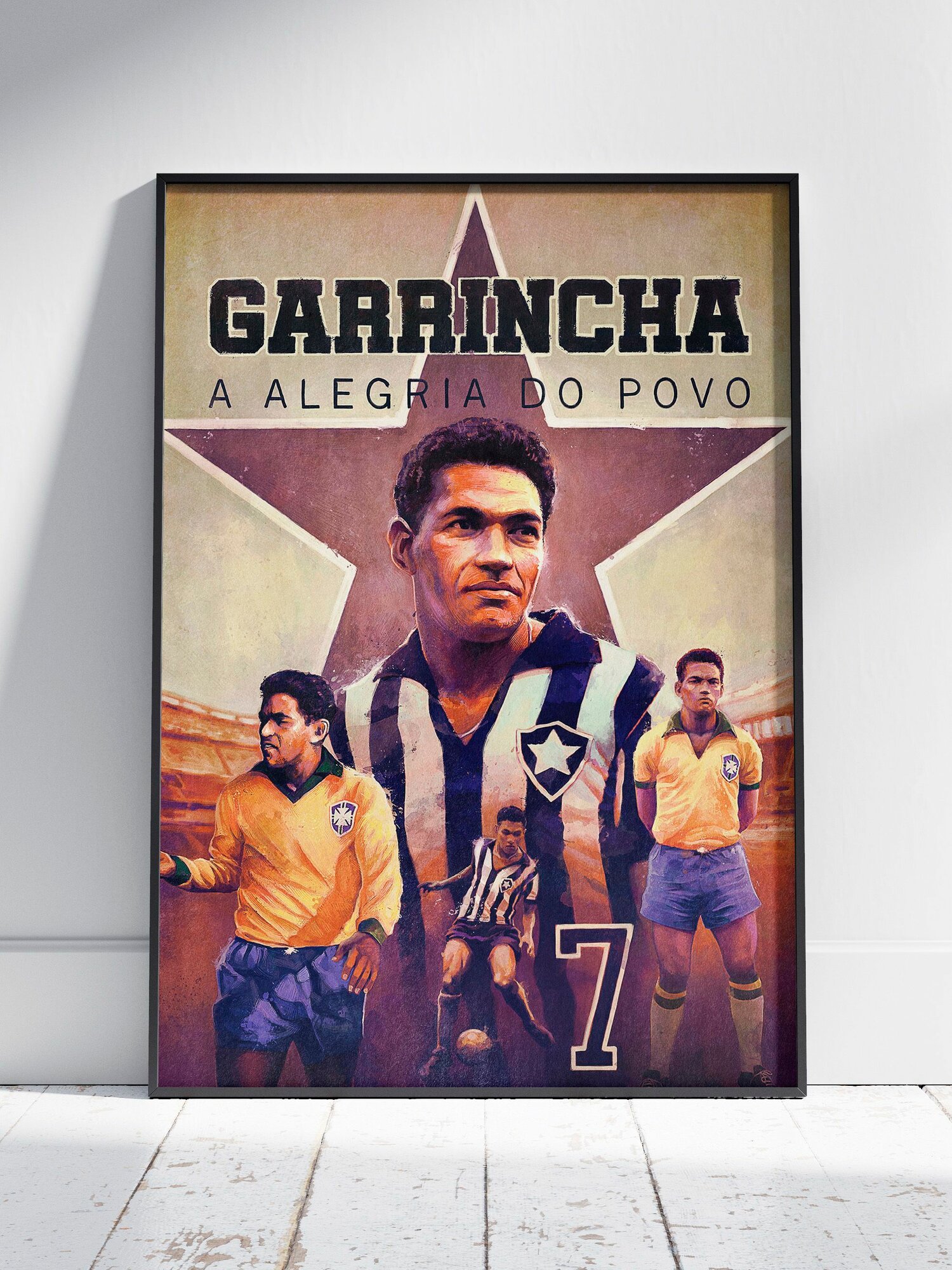 Плакат на стену для интерьера Легендарные Игроки Футбол (Гарринча - Garrincha 1) - Постер по спорту и физической активности формата A4 (21x30 см)