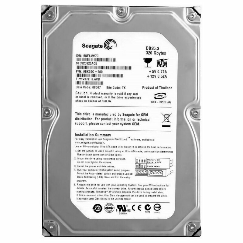 Жесткий диск Seagate ST3320820ACE 320Gb 7200 IDE 3.5" HDD