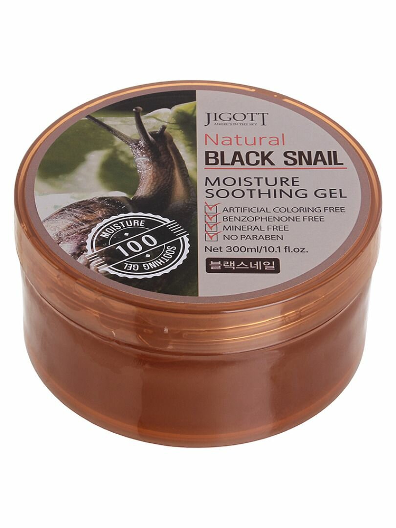 Гель для тела увлажняющий с муцином черной улитки JIGOTT NATURAL BLACK SNAIL MOISTURE SOOTHING GEL, 300ml