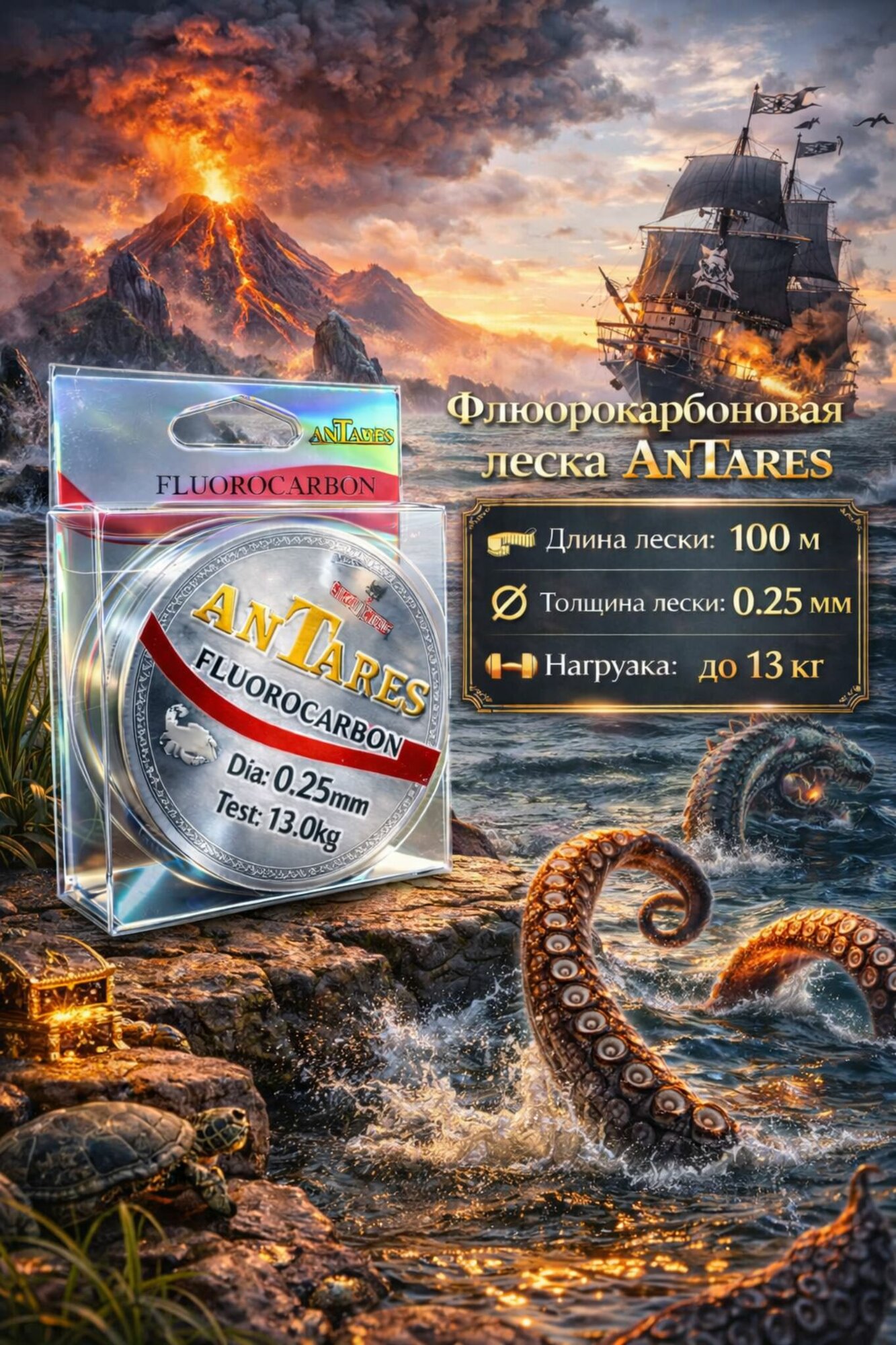 Шимано Антарес 100м 0,25 леска