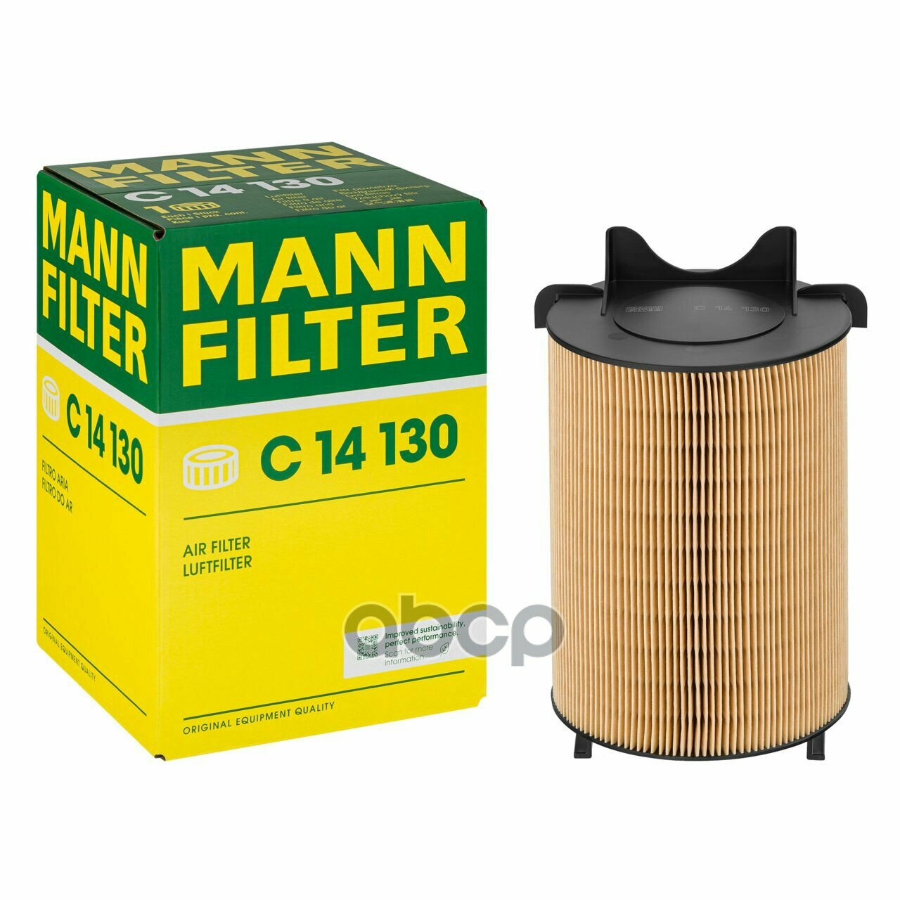 Фильтр воздушный VAG GOLF 5/6/PASSAT/TOURAN/JETTA/OCTAVIA/A3 1.2T-2.0 03- MANN-FILTER арт. C14130