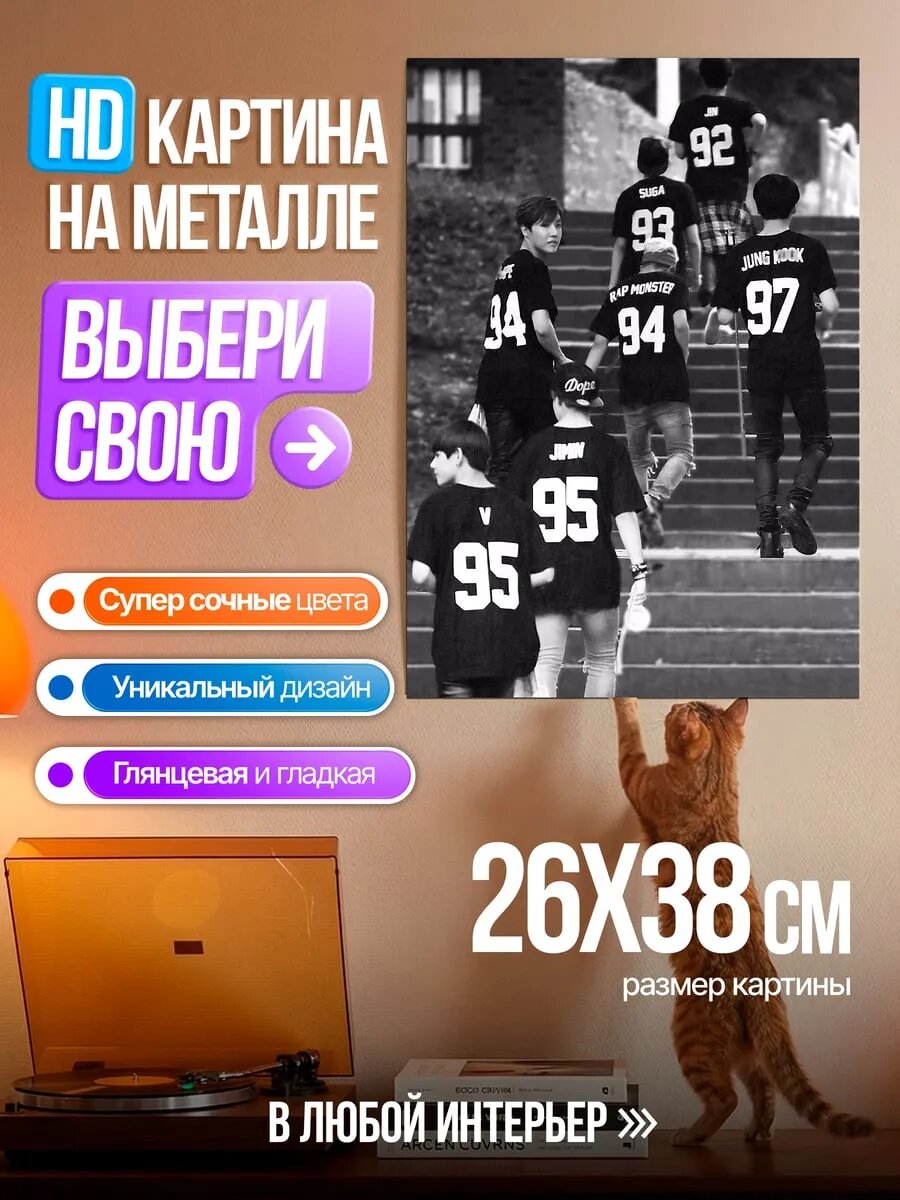 Картина на HD металле BTS номера на футболках