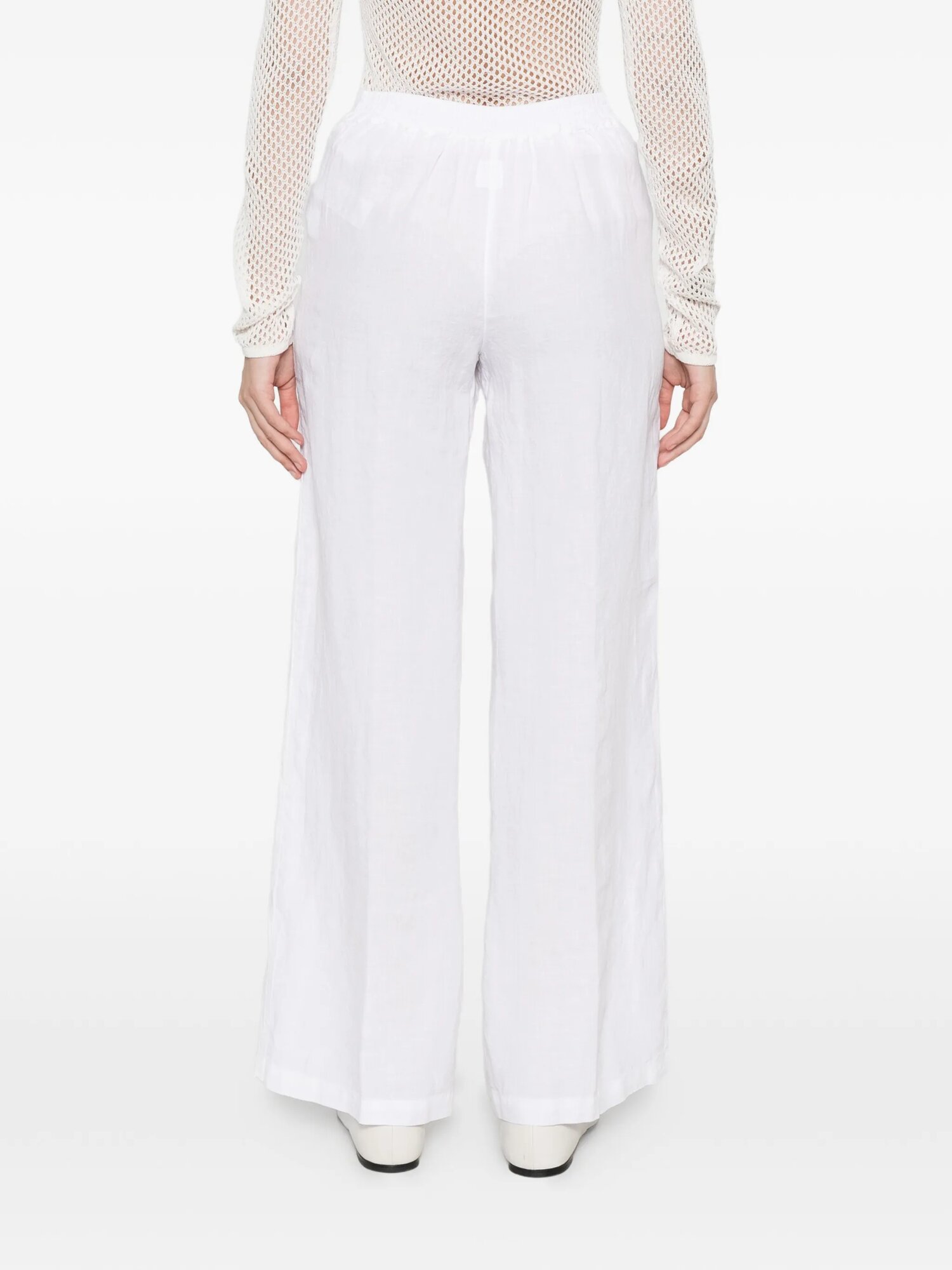Брюки 120% LINO Wide-leg trousers, размер 42, white — фото 1