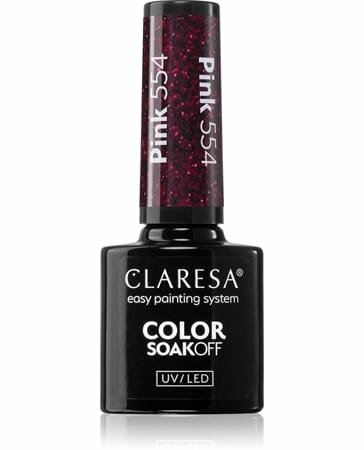 Лак для ногтей Claresa SoakOff UV/LED Color Warm Feelings, теплый красный с блестками, 5 г