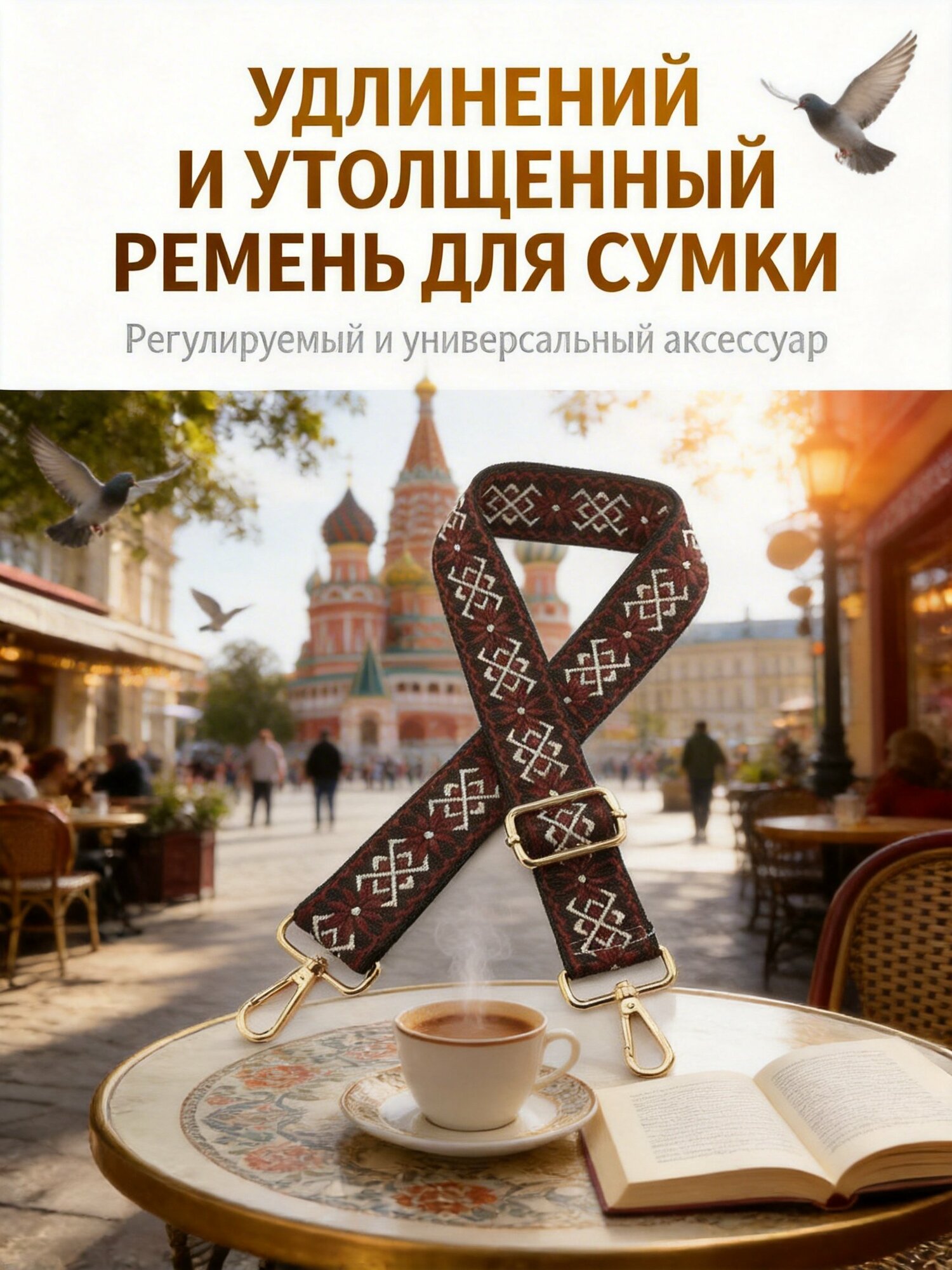Удлиненный утолщенный ремень для сумки через плечо, регулируемый хлопковый ремень с вышивкой и прочной металлической фурнитурой