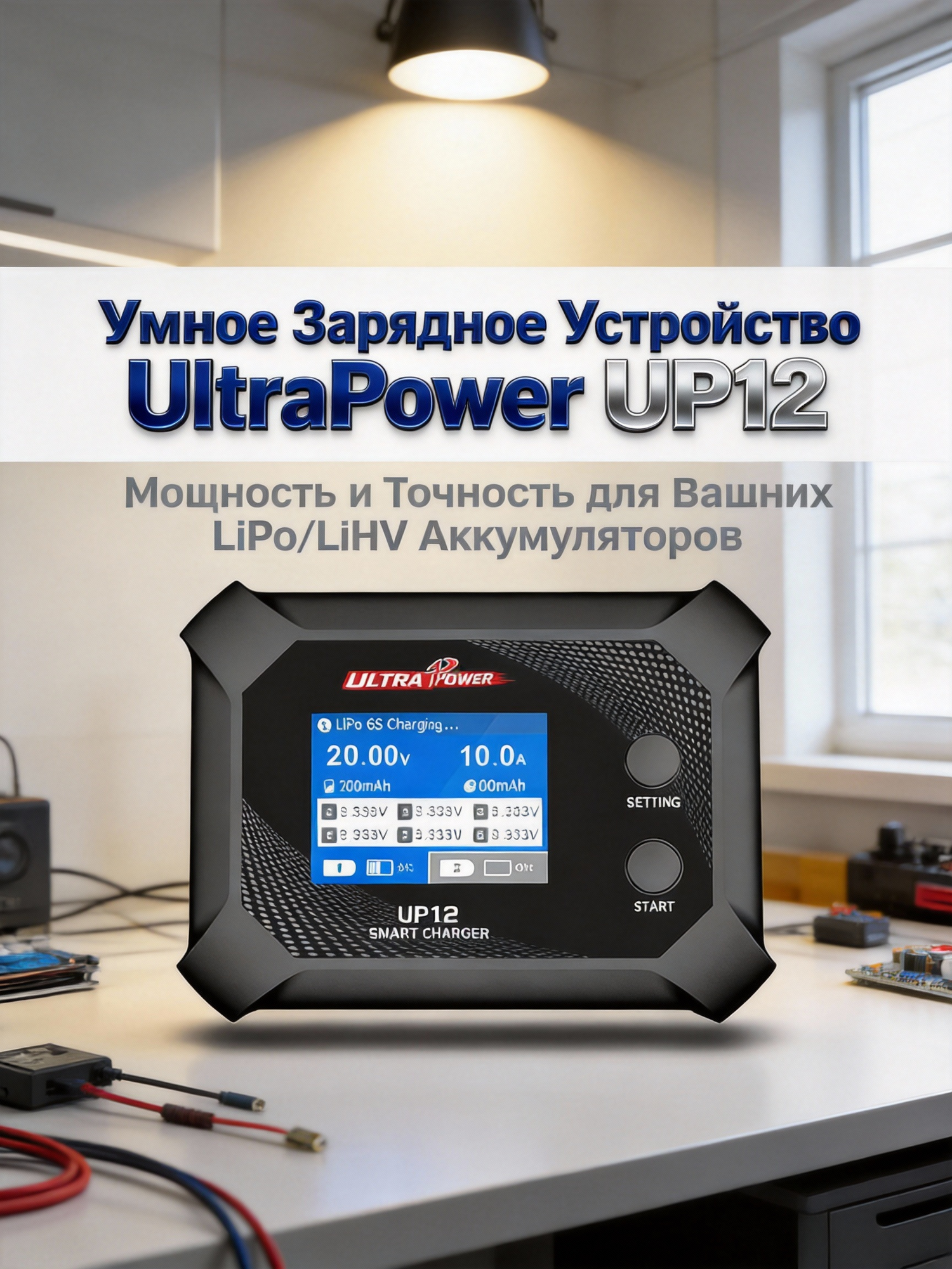 UltraPower UP12 Smart Blance, зарядное и разрядное устройство AC 100-240V 10AX2 100W 200W для 2-6S LiPo LiHV LiIon LiFe