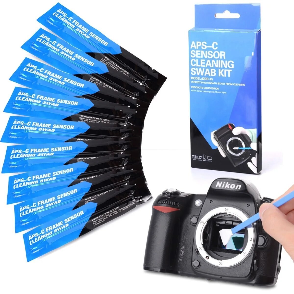 Комплект для очистки сенсора DDR-15 для цифровой камеры Nikon, 10 шт