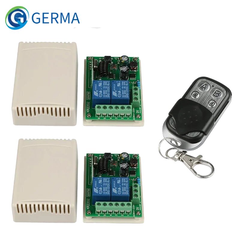 GERMA 433 МГц релейный приемник 2CH + 4 передатчика