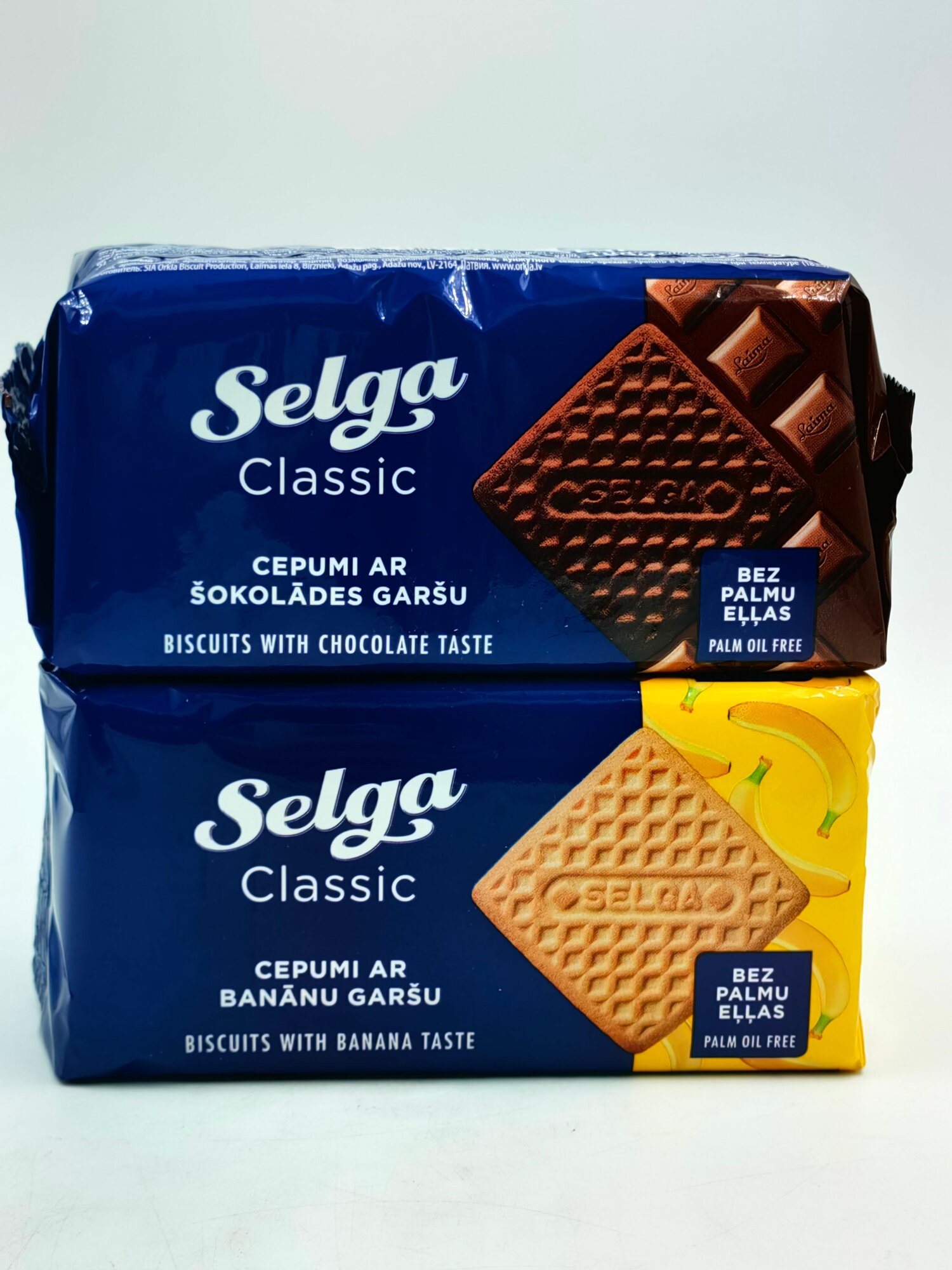Печенье Selga ассорти вкусов: шоколад и банан, 2 шт. по 180 г