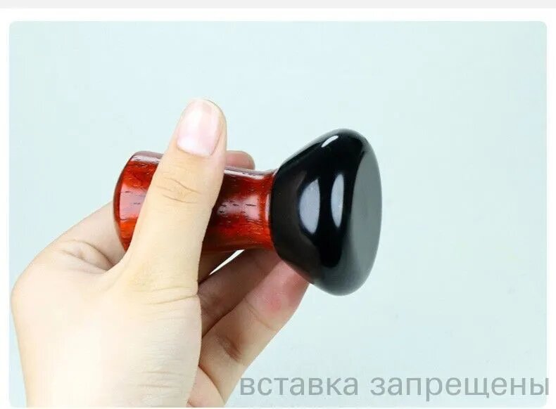 Массажный камень для стоунтерапии с деревянной ручкой для массажа тела, базальт