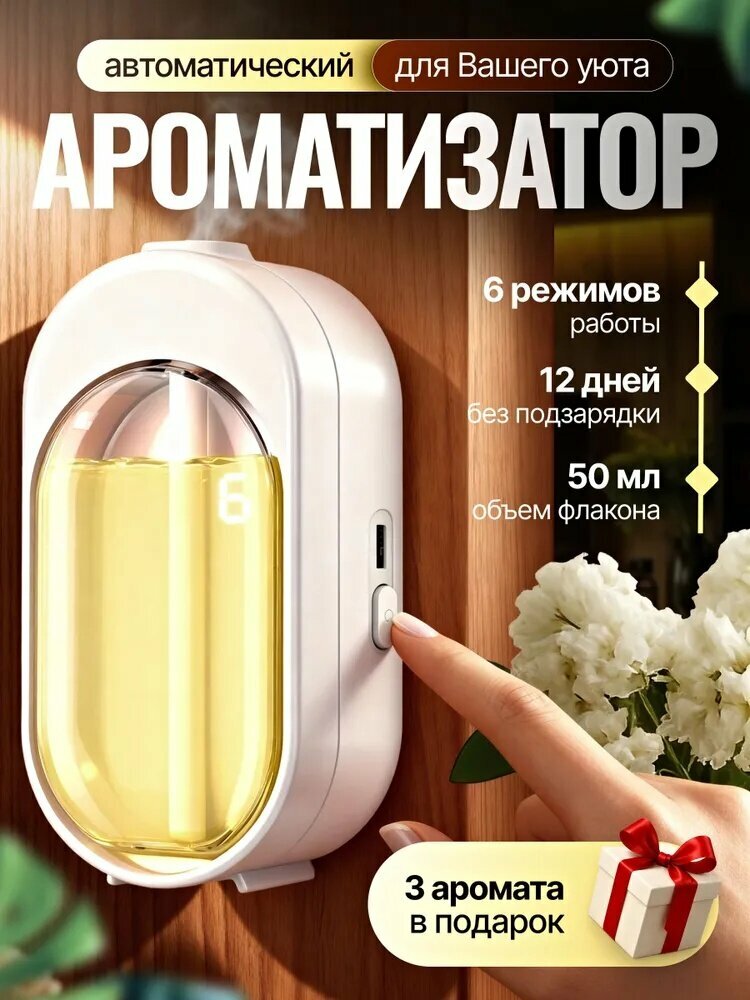 Ароматизатор для дома автоматический, ароматический диффузор воздуха электрический для эфирных масел