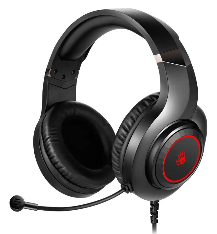 Гарнитура игровая A4TECH Bloody G220, для компьютера, мониторные, проводные, черный