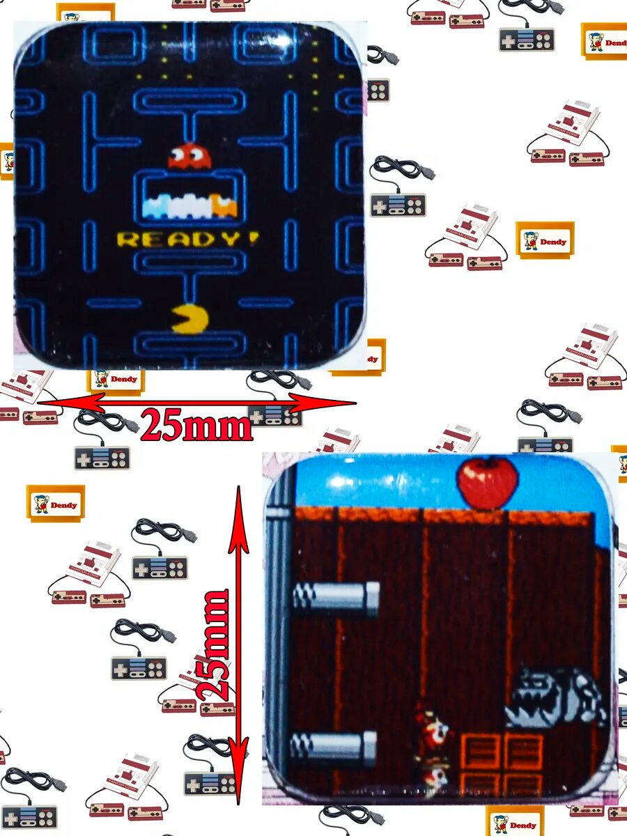 Набор 3D-наклеек "Утиная охота/Pac Man/Марио/Чип и Дейл" 8BIT, для планшетов и смартфонов, 4 шт — фото 1