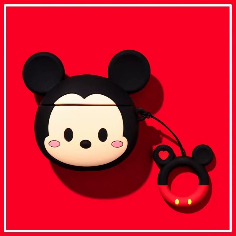 Чехол для наушников для 6-го поколения AirPods, мягкий силиконовый защитный чехол с узором Микки и крючком, мультяшный