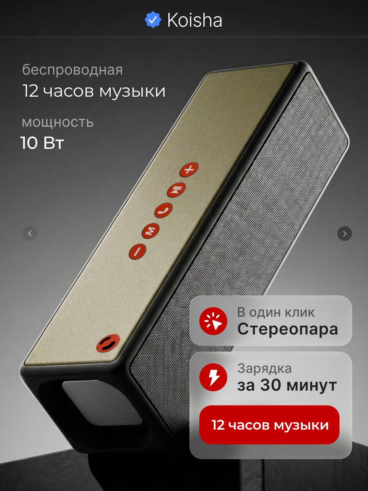 Беспроводная колонка BCS-5698 с RGB-подсветкой, Bluetooth 5.3, IPX7, стереозвук, FM-радио, USB/TF