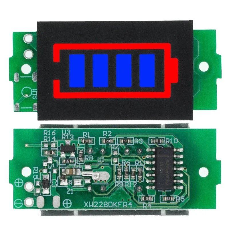 Модуль индикатора емкости литиевой батареи 3,7В 1S 2S 3S 4S 5PCS, 3S 12.6V Blue