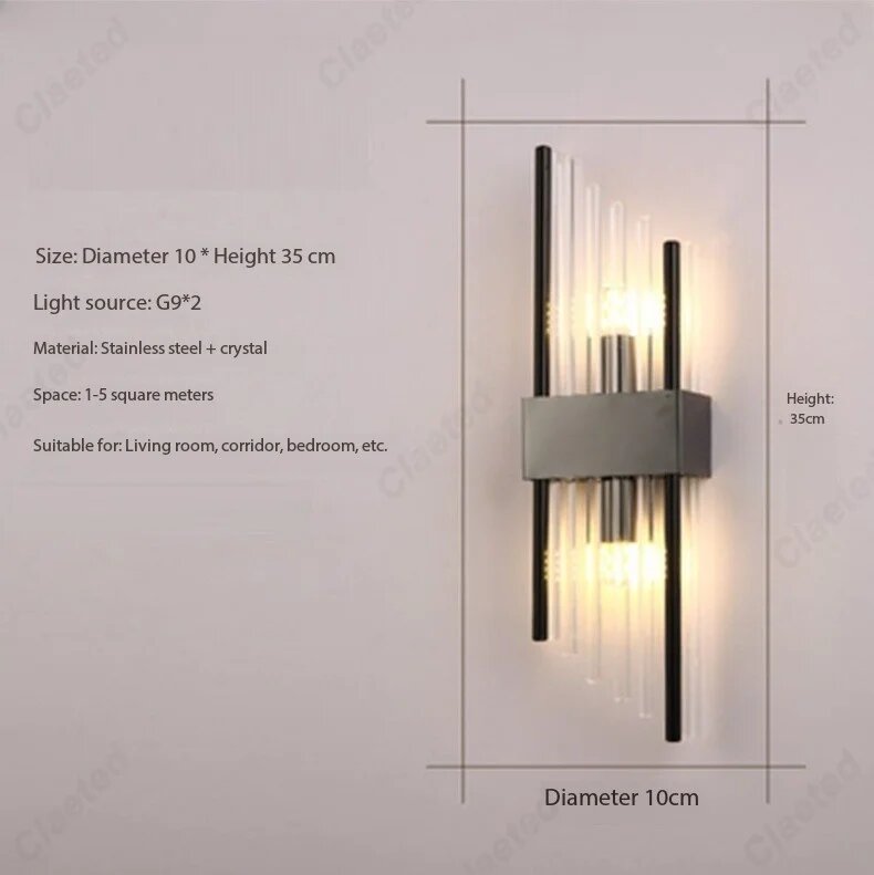 Европейская креативная простая новая светодиодная кристаллическая настенная лампа, лампа для спальни, при изголовье кровати, гостиная, коридор, лестница, декоративное освещение-C-Brack