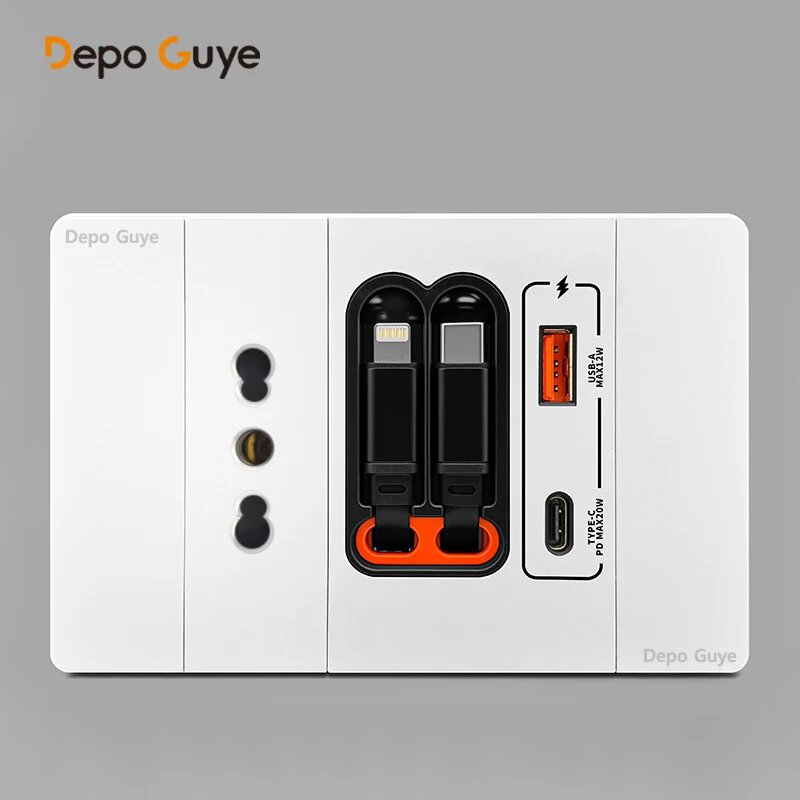 Розетка Depo Guye с двумя USB портами 20W Italy White AC