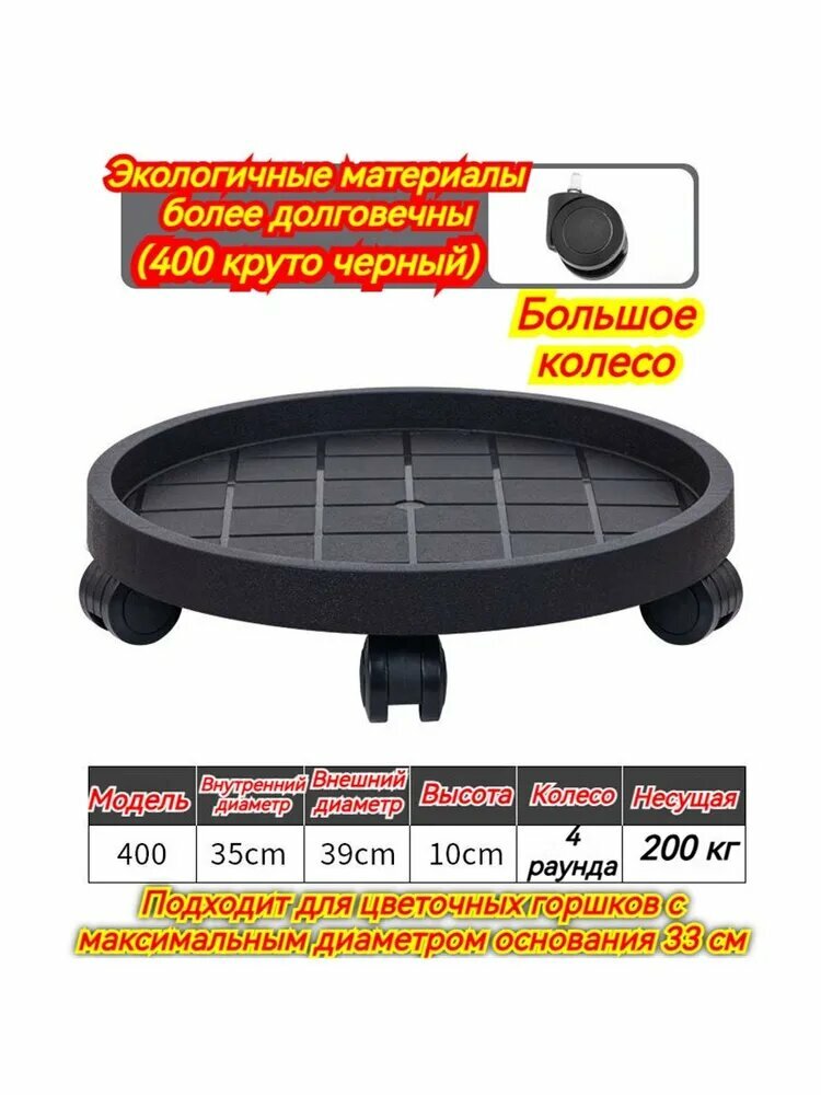 Ган Кун Поддон для цветов 40 см x 40 см x 20 см 1 шт пластик черный матовый, светло-синий