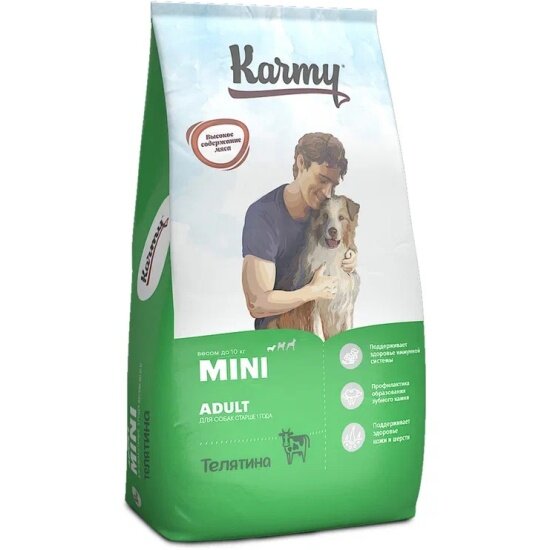 Корм сухой Karmy Mini Adult Телятина для взрослых собак мелких пород старше 1 года, 10 кг