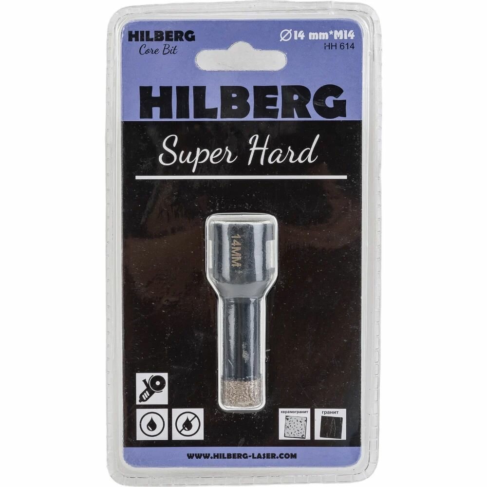 Коронка алмазная с воском по керамике и керамограниту Super Hard (14 мм; M14) Hilberg HH614